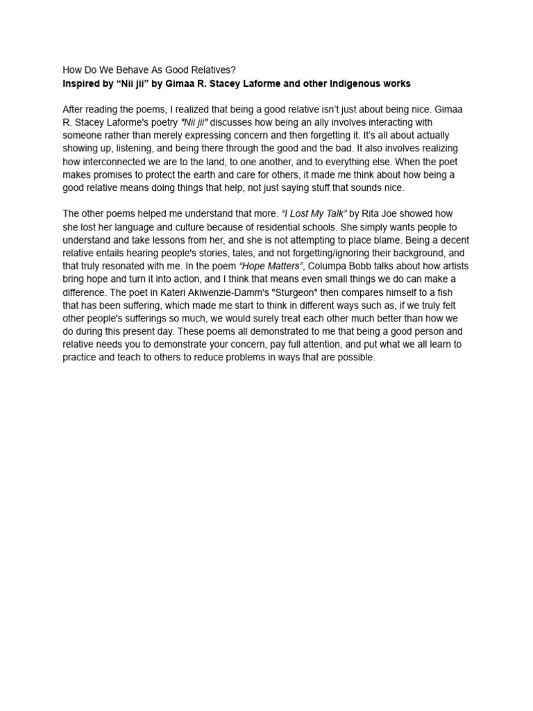 How Do We Behave As Good Relatives | PDF