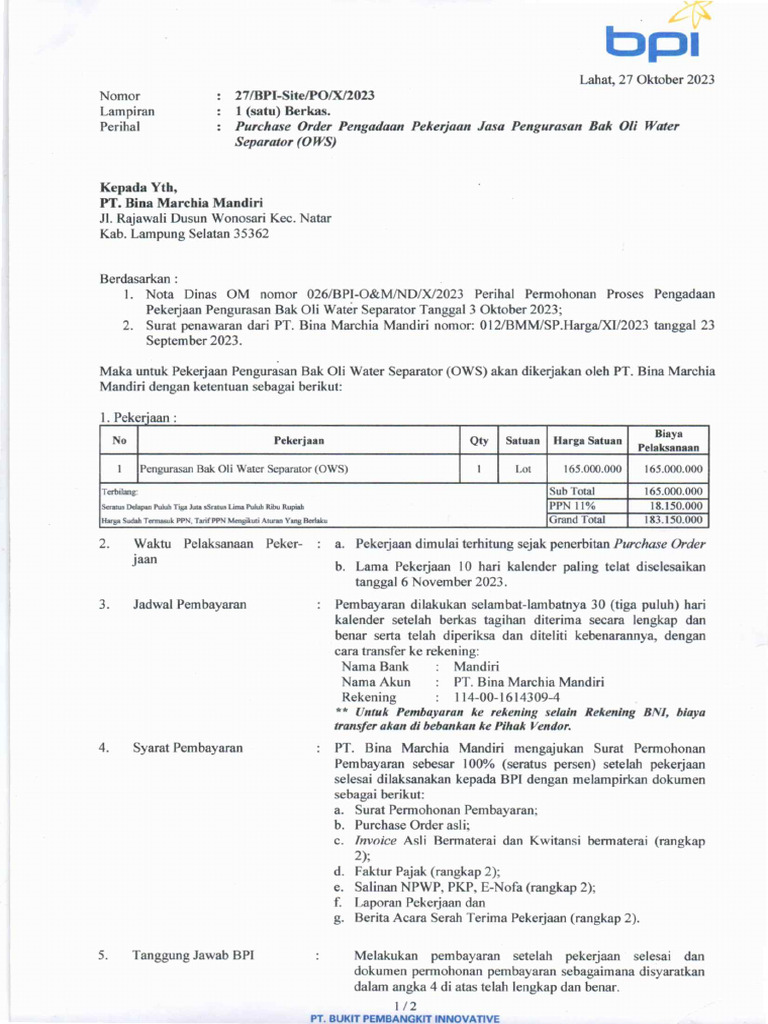 Po, Pt. Bpi 27 Oktober 2023 | PDF