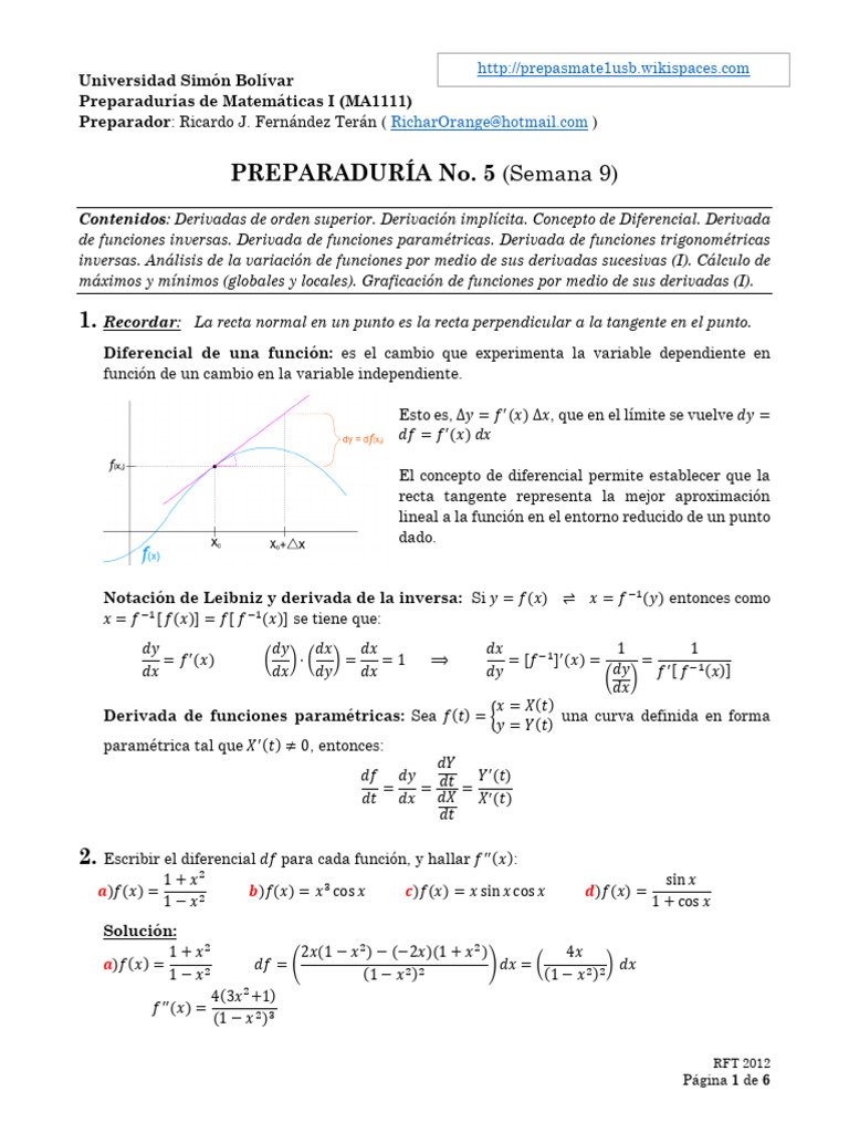 Clase No. 5 Derivadas y Graficación de Funciones | PDF | Derivado | Línea (geometría)