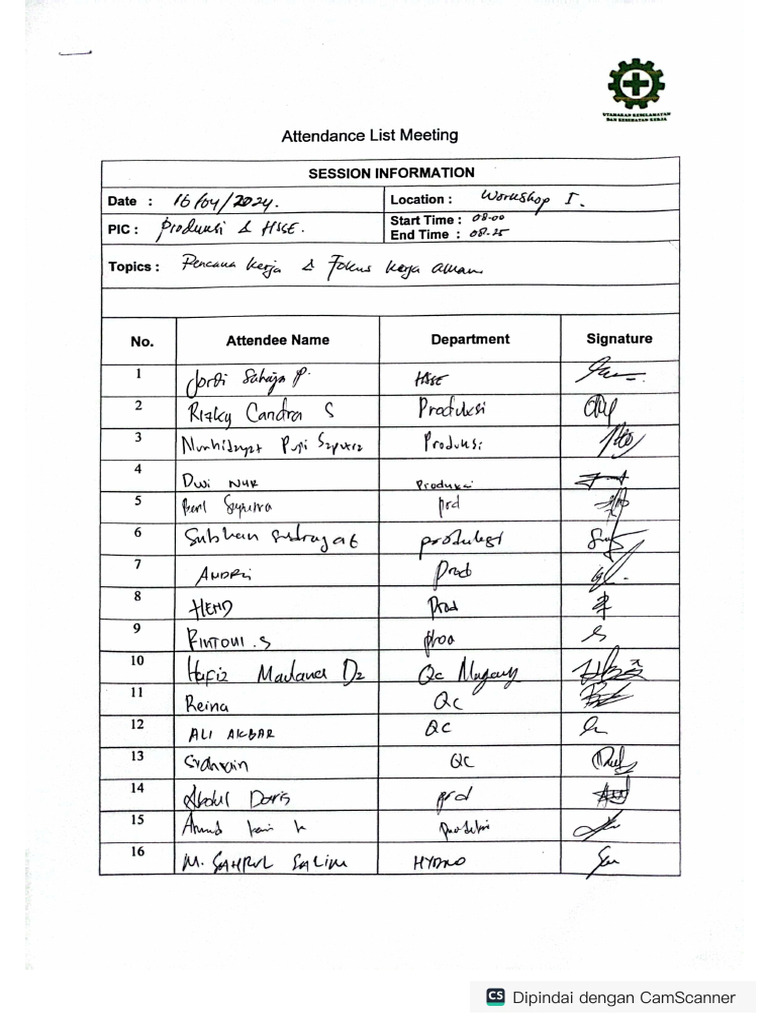 Absen TBM 160424 | PDF