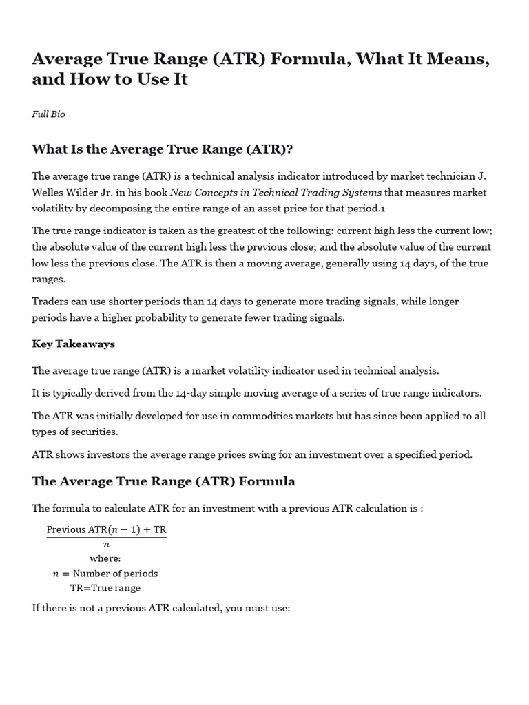 Average True Range (ATR) Formula, What It Means, and How To Use It ...
