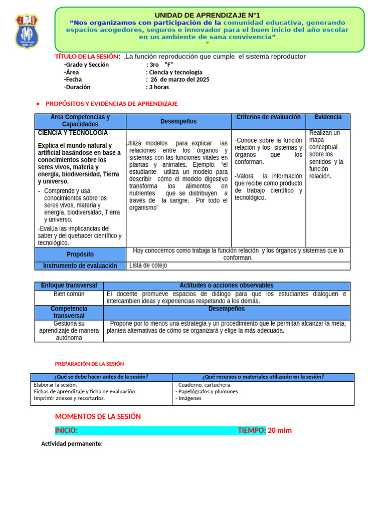 Función Reproductora y Sistemas Humanos | PDF | Evaluación | Aprendizaje