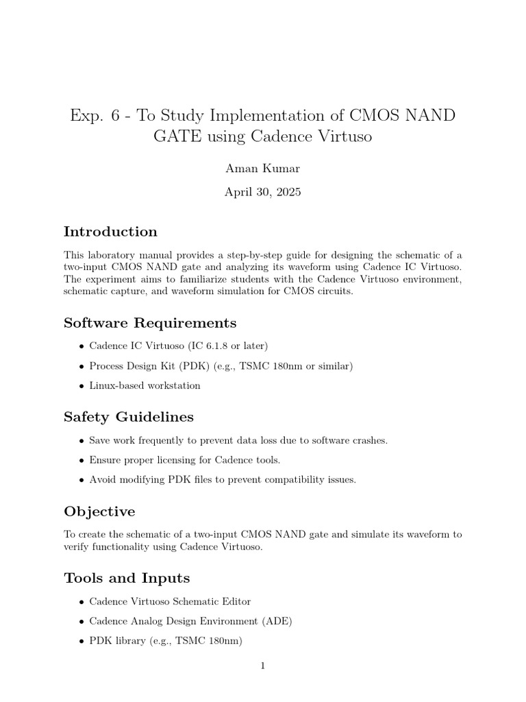 Exp__6___To_Study_Implementation_of_CMOS_NAND_GATE_using_Cadence_Virtuso | PDF | Cmos ...