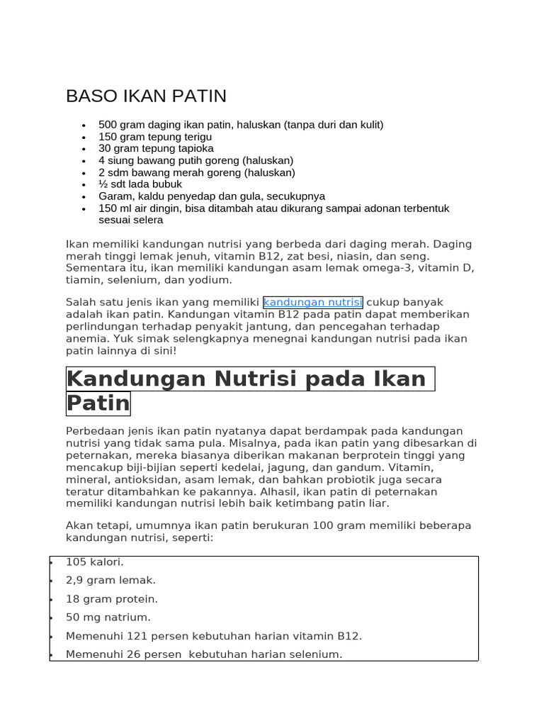 Baso Ikan Patin | PDF