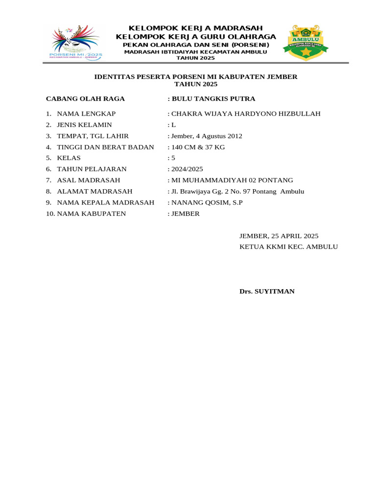 Format Identitas Peserta | PDF