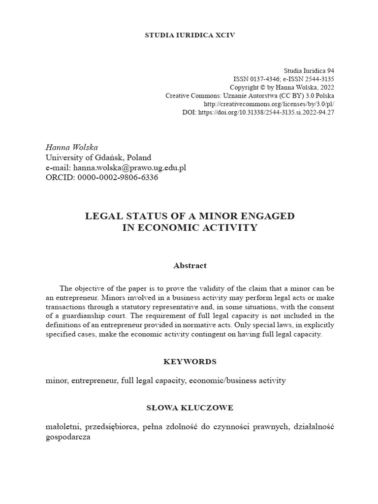 Legal Status of A Minor Engaged in | PDF | Private Law | Civil Law ...