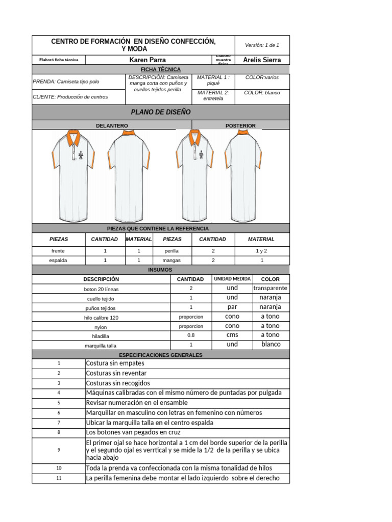 CF16 B 6 Ficha Tecnica Polo | PDF | Ropa