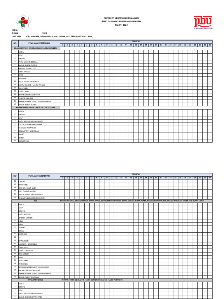 Ceklis Cleaning Service | PDF