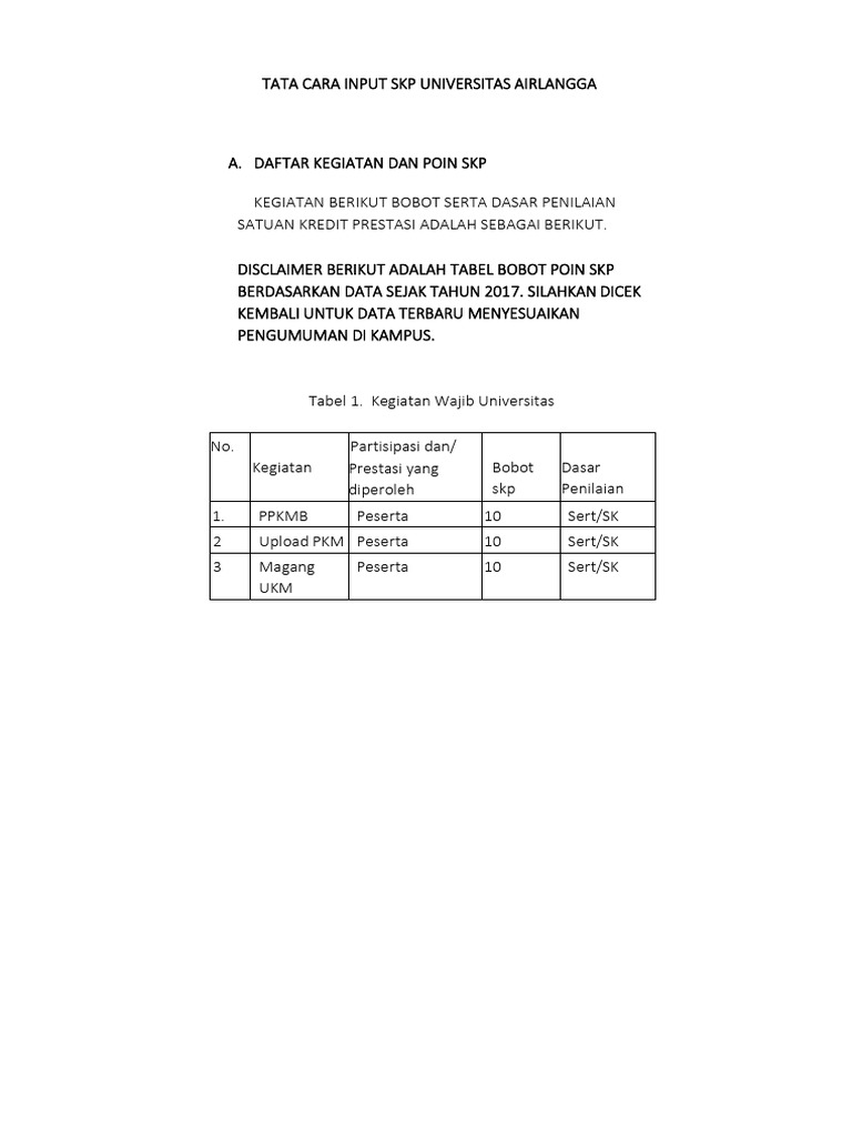 Panduan Input SKP di Universitas Airlangga | PDF