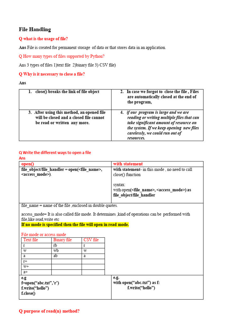 Data File Handling-Question Bank | PDF | Text File | Comma Separated Values