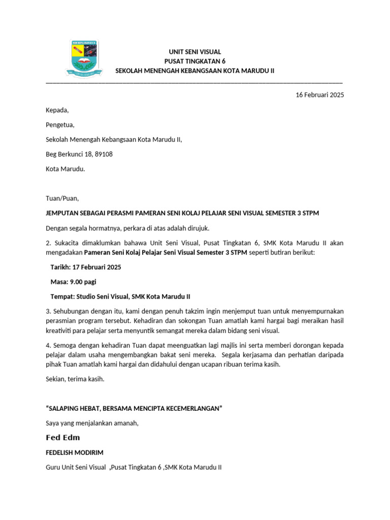 Surat Jemputan Pameran | PDF