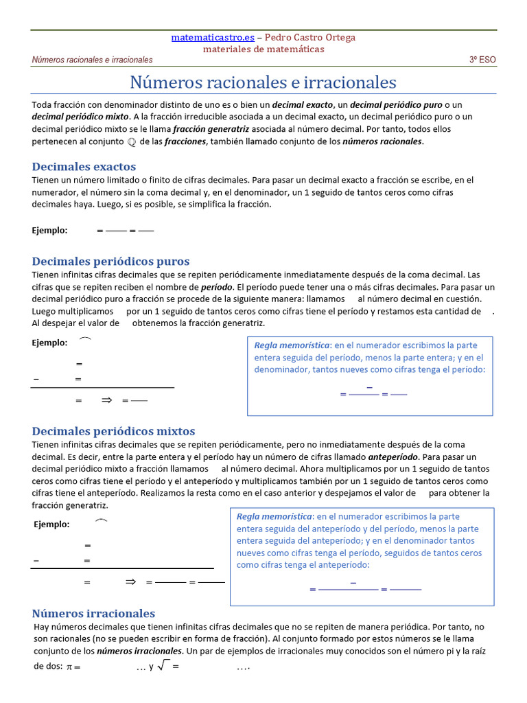 05 Números Racionales e Irracionales | PDF | Decimal | Número racional