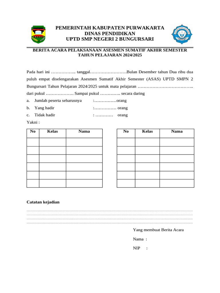 Berita Acara Asas 2425 | PDF