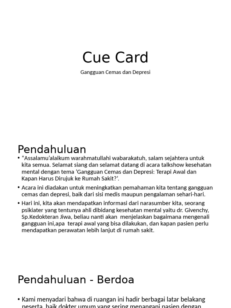 Cue Card acara dr. Given | PDF