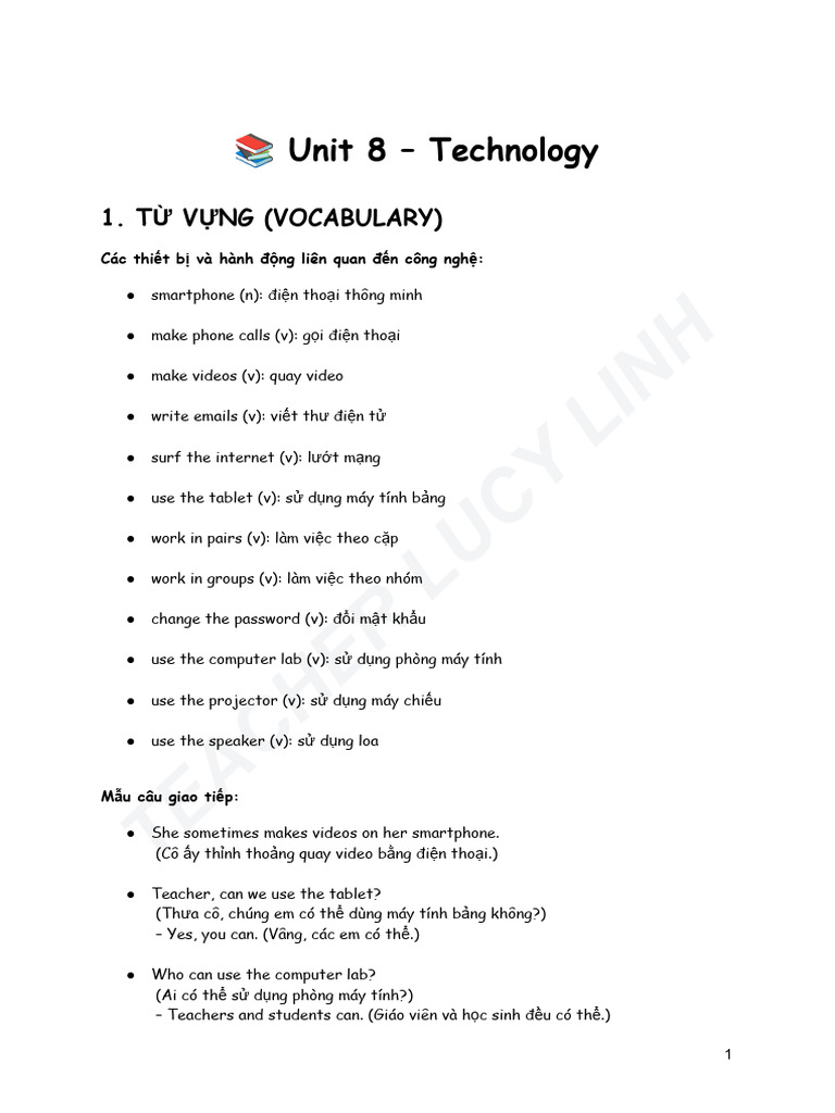 Unit 8 – Technology | PDF