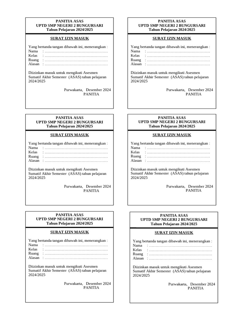 Surat Izin Masuk Asas 2425 | PDF