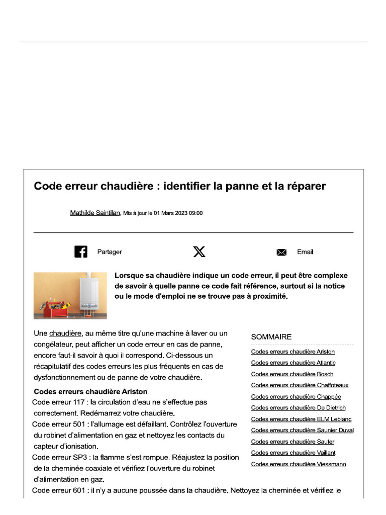 Code Erreur Chaffetaux | PDF