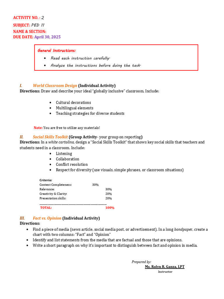 Ped 11 2nd Activity Btvted FSM 3a | PDF