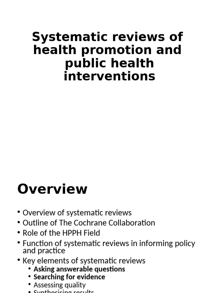 Systematic Reviews in Health Promotion | PDF | Systematic Review | Meta ...