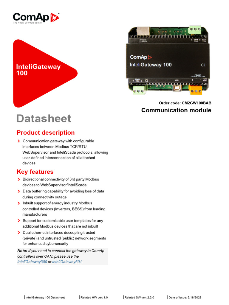 Inteligateway 100 Datasheet | PDF | Network Protocols | Computer Standards