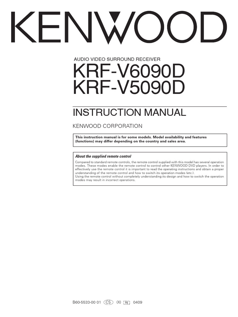 Kenwood KRF-V6090D Manual | PDF | Recording | Sound Production Technology