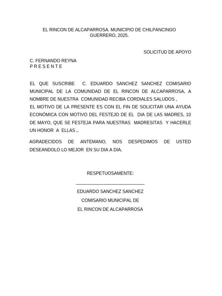 Solicitud Barrio Viejo | PDF