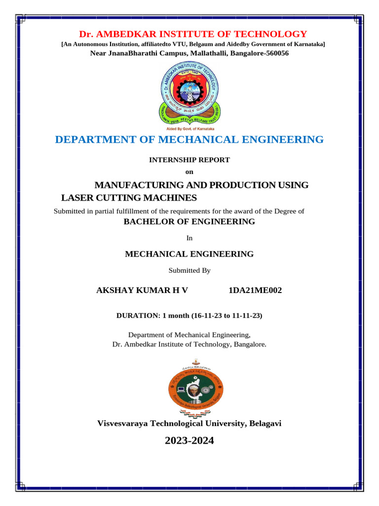 Akash Final Report (1DA20ME403) - AKASH Talwar. | PDF | Engineering