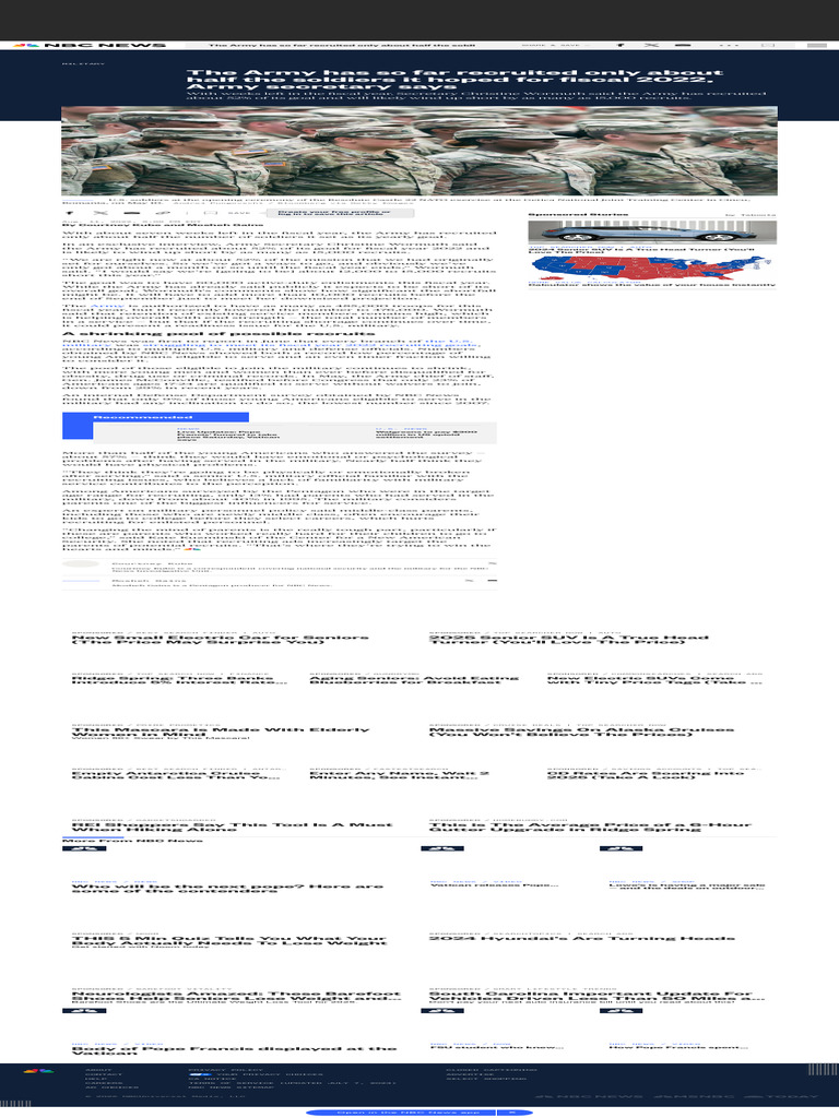 The Army Has So Far Recruited About Half The Soldiers It Hoped For ...