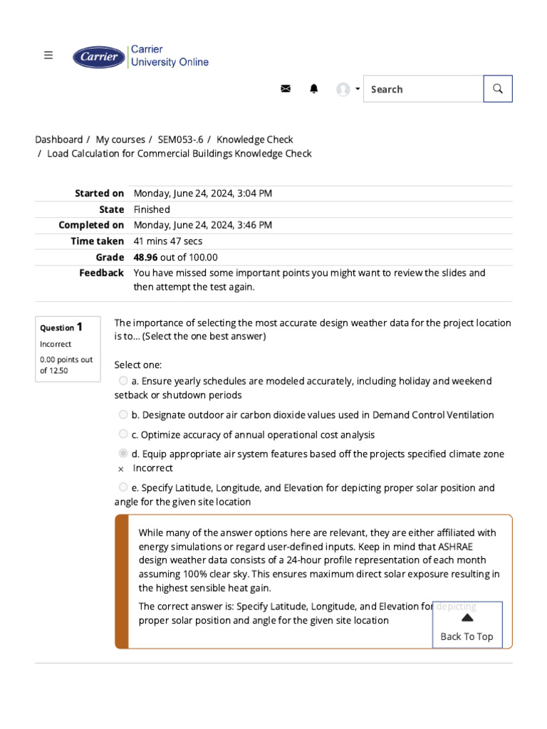 Load Calculation For Commercial Buildings Knowledge Check - Review ...