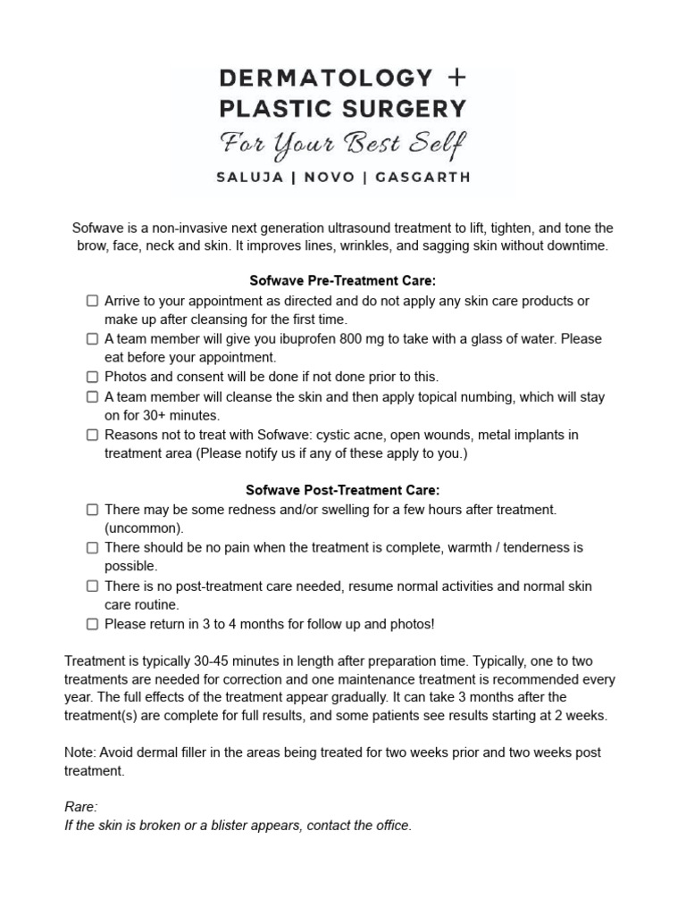 Sofwave Pre and Post Care Instructions-2 | PDF