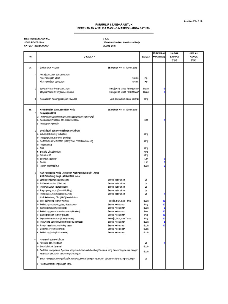 BOQ K3 Jembatan Com 2022 (1) | PDF