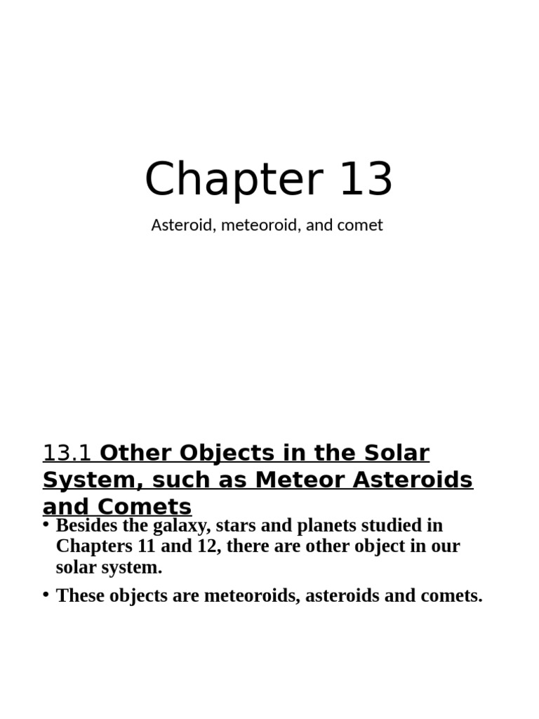 Asteroids, Meteoroids, and Comets Explained | PDF