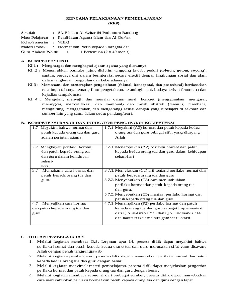 contoh rpp | PDF