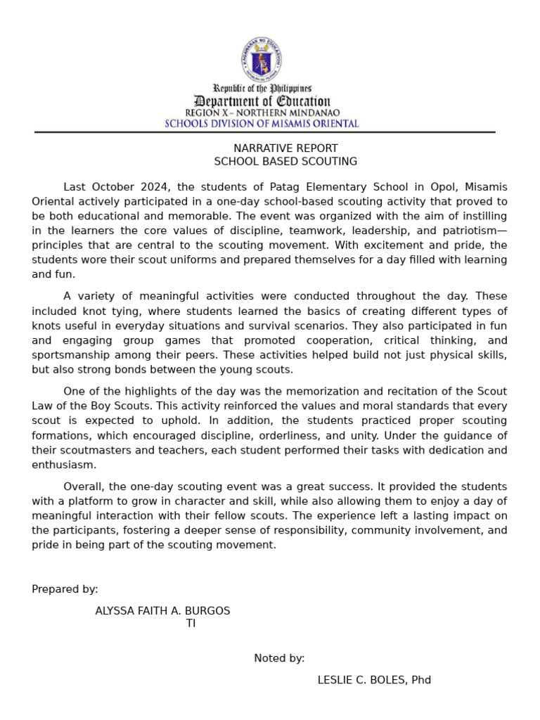 School Based Scouting 2024 | PDF | Scouting | Cognition