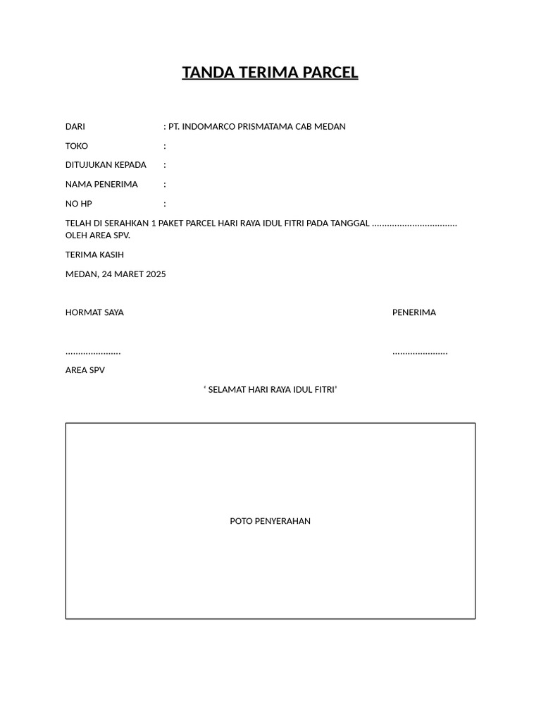Tanda Terima Parcel | PDF
