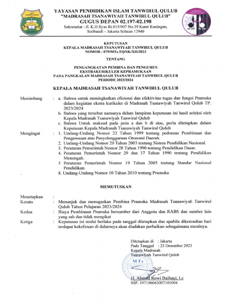 SK Ekskul Pramuka | PDF