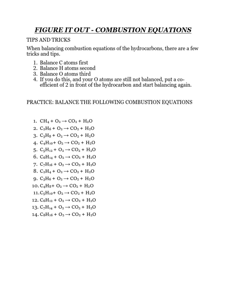 Combustion Equations | PDF