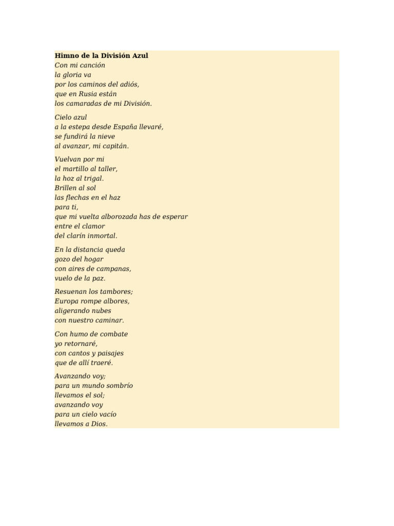 Himno de la División Azul | PDF