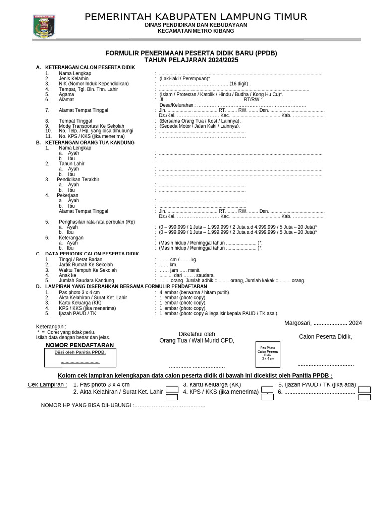 FORMULIR PPDB 2024 | PDF