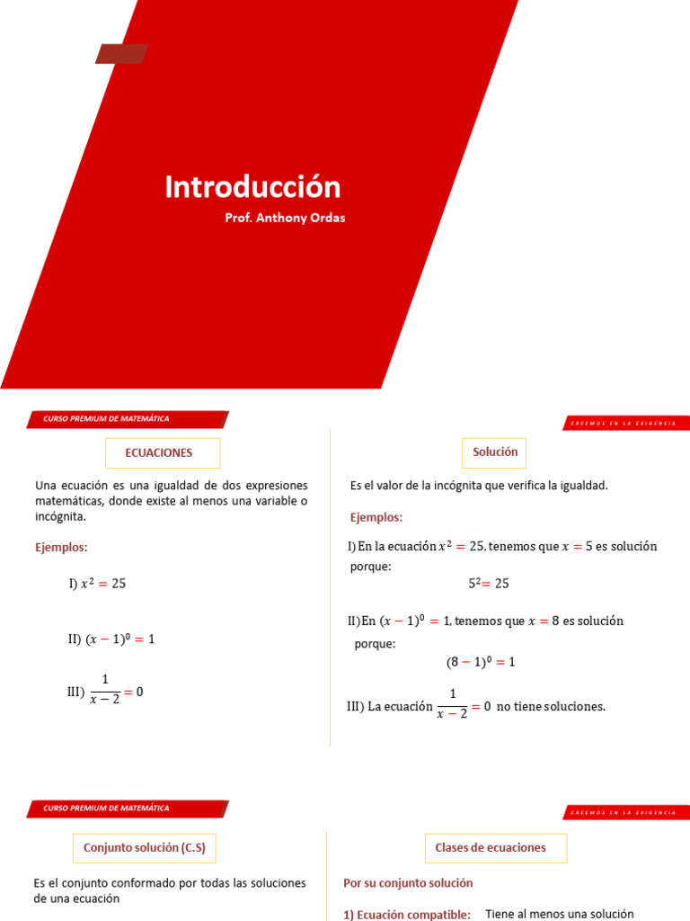 Intro Matemática | PDF | Ecuaciones | Factorización