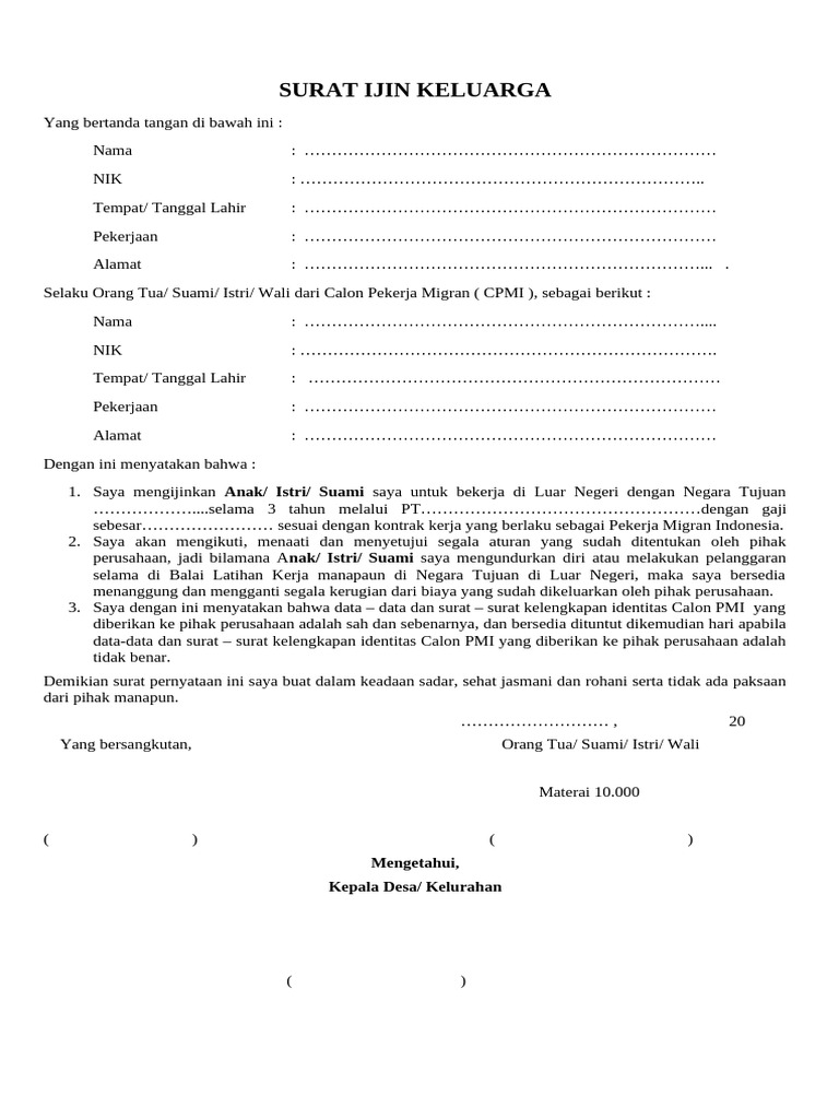 Blangko Surat Ijin | PDF