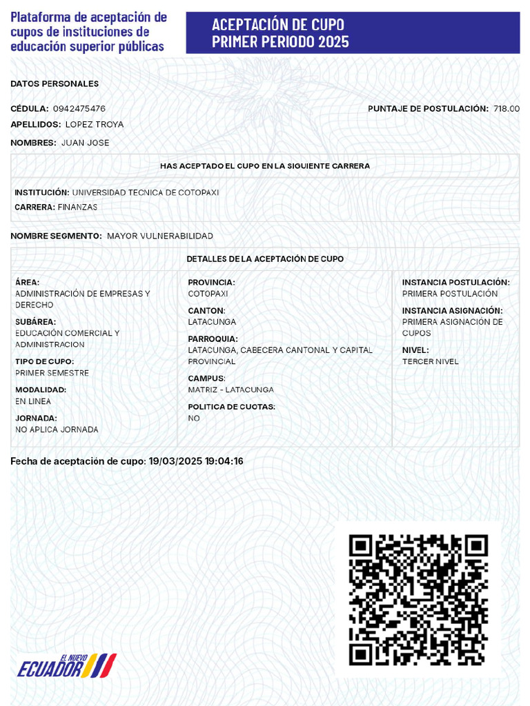 Comprobante_Aceptacion_Cupo | PDF