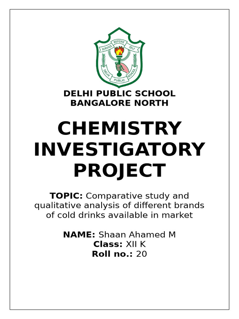 Chem Investigatry Project - Cool Drink Analysis - DPS | PDF | Sucrose ...