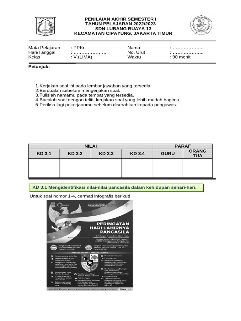 Kelas 5 - Soal Pas PKN | PDF