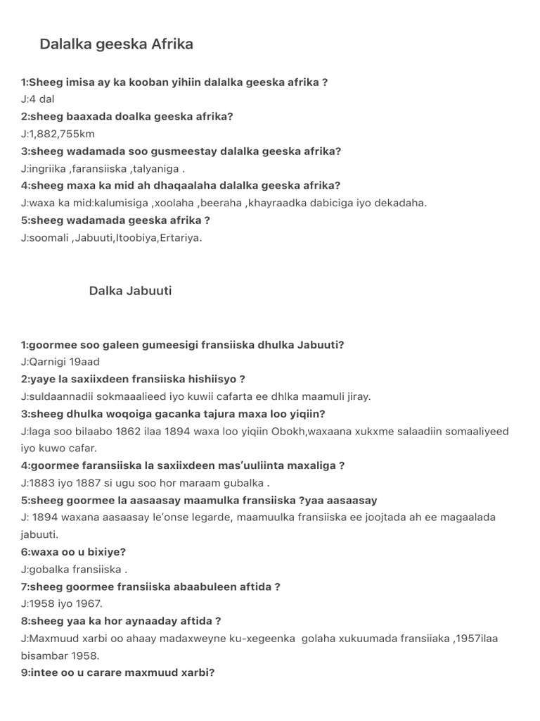 Dalalka Geeska Afrika | PDF