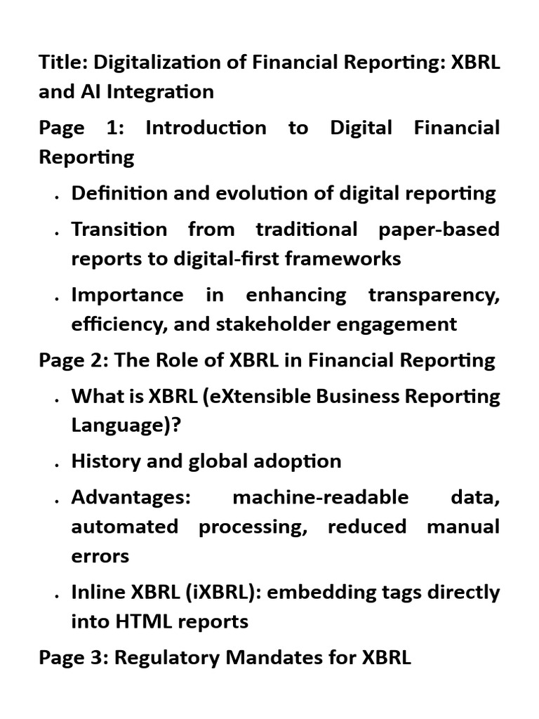 Digitalization of Financial Reporting XBRL and AI Integration | PDF ...