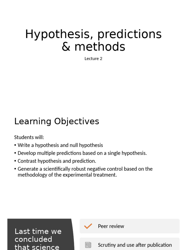 Biol113 Lec 2 Hypothesis, Predictions & Methods S | PDF | Hypothesis ...