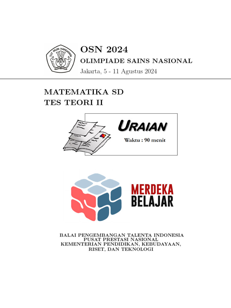 Soal Teori 2 OSN Matematika SD Tingkat Nasional (2024) | PDF