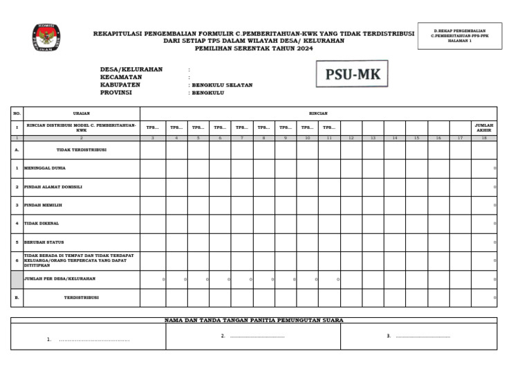 D.rekap Pengembalian C.pemberitahuan-Pps-Ppk | PDF