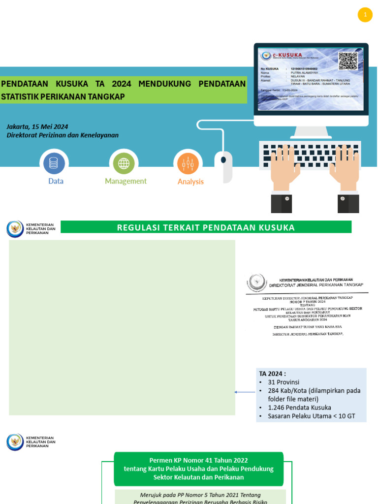 Bahan Paparan Pendataan Kusuka 2024 Mendukung Statistik Perikanan Tangkap | PDF
